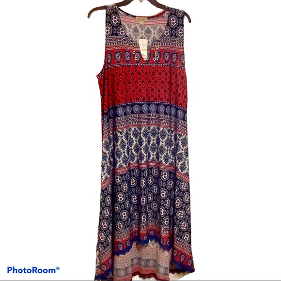 ONE WORLD | Dresses | One World Astrostripe Mixed Print Boho Maxi Dress ...